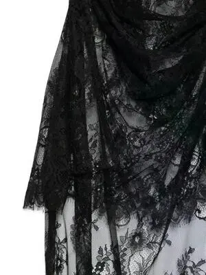 Alchemy Fashions Lace-overlay Draped Dress - Black