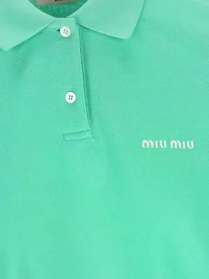 Miu Miu Cotton Piqué Polo Shirt With Embroidered Logo - Green