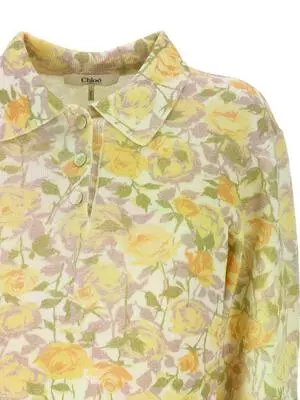 Chloé Floral-print Polo-collar Sweater