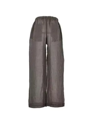 120% Lino Gauze High-waisted Wide-leg Trousers - Grey
