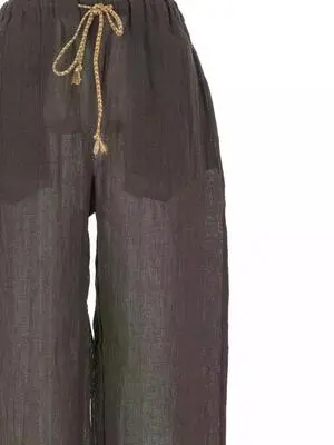 120% Lino Gauze High-waisted Wide-leg Trousers - Grey