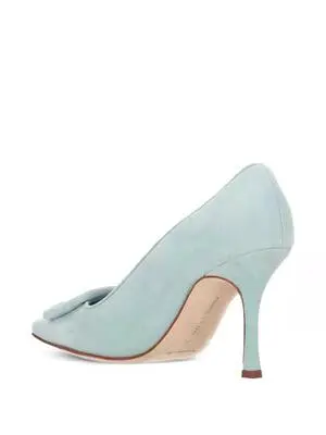 Manolo Blahnik Suede Buckle Detail Pumps - Blue
