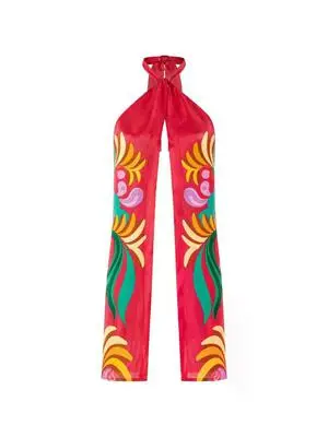 Farm Rio Graphic Print Halterneck Top