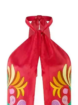 Farm Rio Graphic Print Halterneck Top