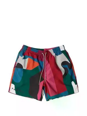 PARRA Abstract Print Drawstring Swim Shorts - Blue