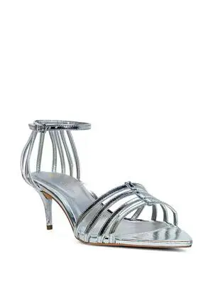 ANDREA CARRANO Metallic Effect Cage Strap Sandals