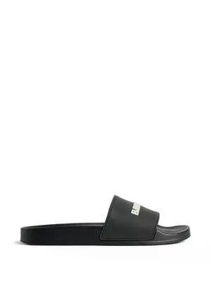 Balenciaga Embossed-logo Slides - Black