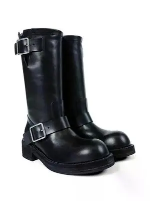 ANN DEMEULEMEESTER Sarith Engineer Buckle-detail Leather Biker Boots