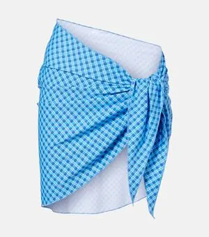 MONTCE Draped Plaid Beach Cover-up - Blue