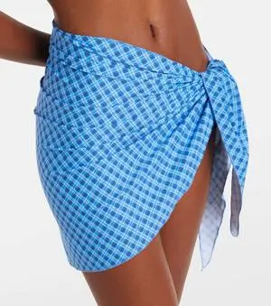 MONTCE Draped Plaid Beach Cover-up - Blue