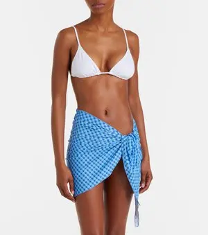 MONTCE Draped Plaid Beach Cover-up - Blue