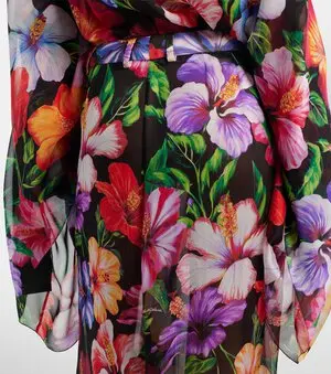 Dolce & Gabbana Floral Silk Chiffon Wide-leg Trousers