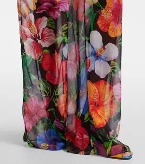 Dolce & Gabbana Floral Silk Chiffon Wide-leg Trousers