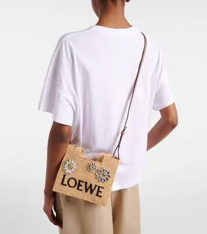 Loewe Embellished Raffia Top-handle Bag - Beige