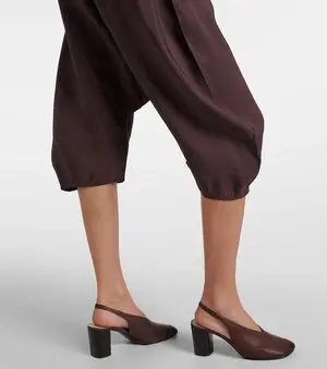 LEMAIRE Oversized Bermuda Shorts In Glossy - Brown