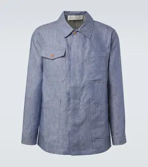 GOD'S TRUE CASHMERE Linen Denim Jacket With Carnelian