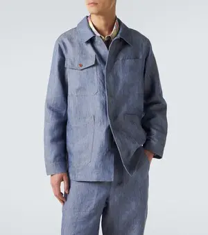 GOD'S TRUE CASHMERE Linen Denim Jacket With Carnelian