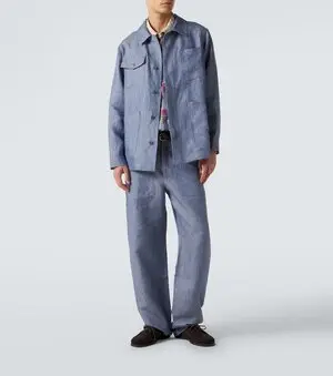 GOD'S TRUE CASHMERE Linen Denim Jacket With Carnelian