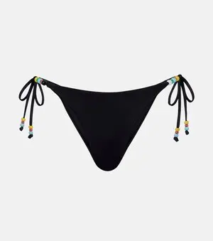 Staud Sisley Beaded Bikini Bottoms - Black