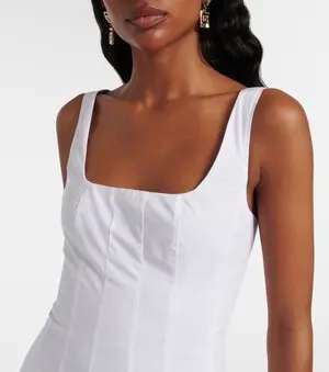 Staud Wells Cotton Poplin Midi Dress - White