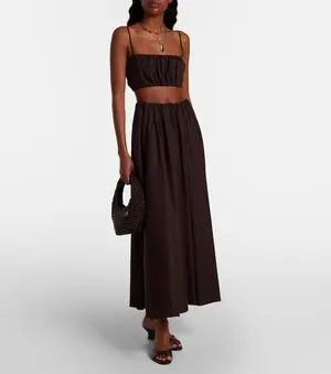 Staud Fiore Cotton Crop Top - Brown