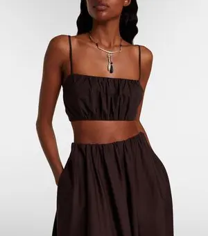 Staud Fiore Cotton Crop Top - Brown