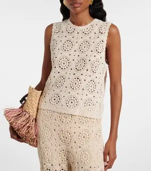 FRAME Crochet Cotton Top - Beige