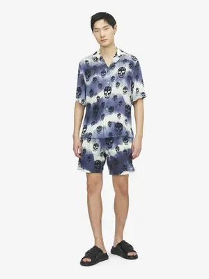 Alexander McQueen Tie-dye Skull Swim Shorts - Navy/black