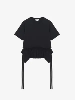 Alexander McQueen Lace Trim Peplum T-shirt