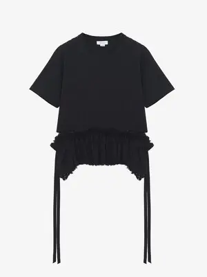 Alexander McQueen Lace Trim Peplum T-shirt
