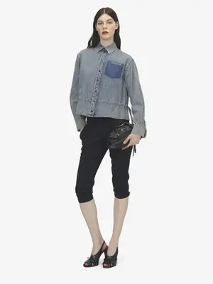 Alexander McQueen Chambray Shirt Jacket With Drawstring Waist