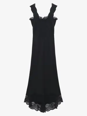 Alexander McQueen Lace Trim Midi Dress - Black