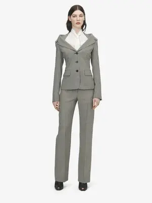 Alexander McQueen Gingham Check Tailored Trousers - Black/ivory