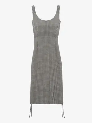 Alexander McQueen Corset Lace Gingham Check Pencil Dress