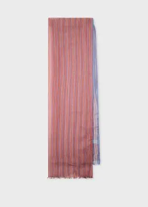 Paul Smith Red 'mixed Stripe' Silk-blend Scarf