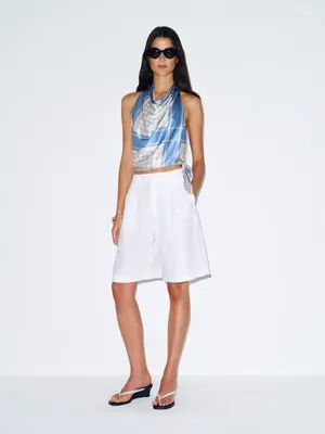 REFORMATION Jony Silk Top - Blue