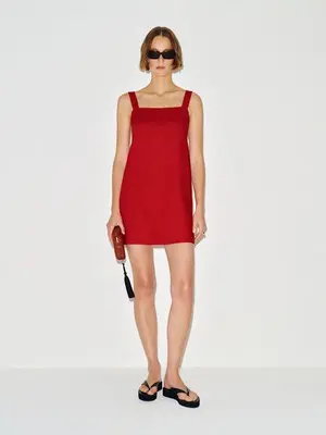 REFORMATION Luella Linen Mini Dress - Red
