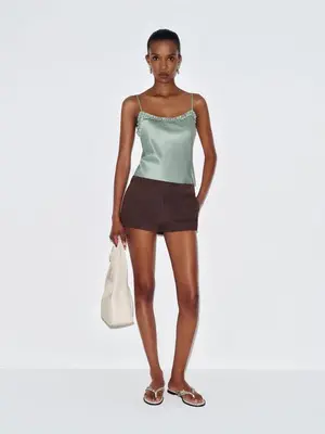REFORMATION Kristen Silk Top - Green
