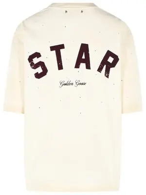 GOLDEN GOOSE Star" Cotton T-shirt With Rhinestone Appliqués - Ivory