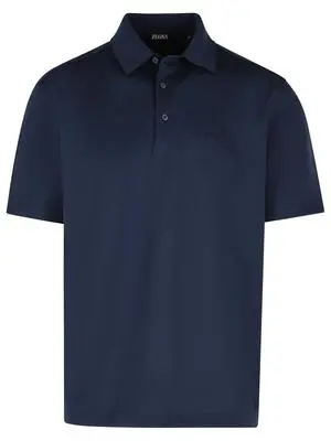 Zegna Polo Shirt In Cotton - Blue