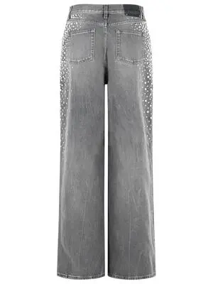 GOLDEN GOOSE Melody Embellished Cotton Jeans - Grey