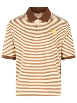 Marni Two-tone Linen Blend Polo Shirt