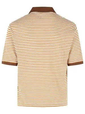 Marni Two-tone Linen Blend Polo Shirt