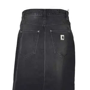 Carhartt Work In Progress Denim Maxi Skirt With Slit - Nero