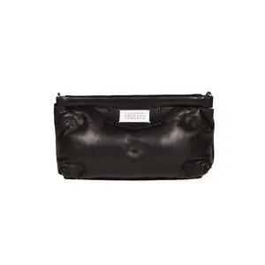 MAISON MARGIELA Padded Quilted Leather Clutch Bag With Silver-tone Chain Strap - Nero