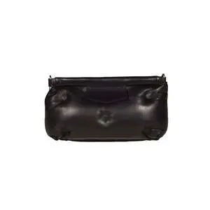 MAISON MARGIELA Padded Quilted Leather Clutch Bag With Silver-tone Chain Strap - Nero