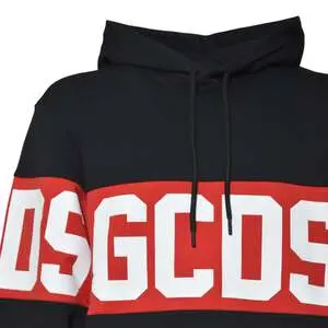 Gcds Black Hoodie With Red And White Logo Band - Nero