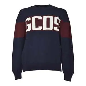 Gcds Striped Logo Pullover - Blu