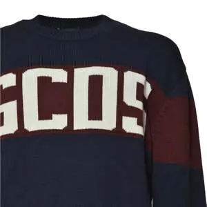 Gcds Striped Logo Pullover - Blu