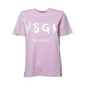 MSGM Cotton T-shirt With Logo Print - Rosa